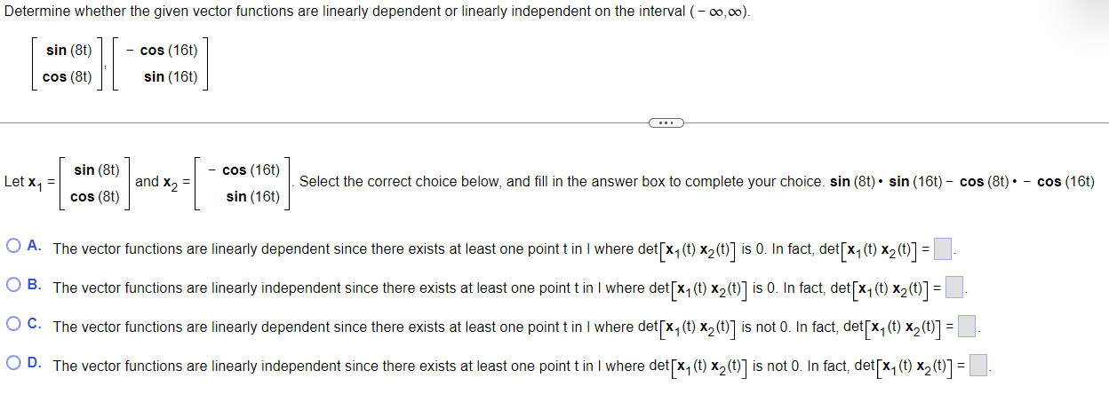Solved Determine whether the given vector functions are | Chegg.com