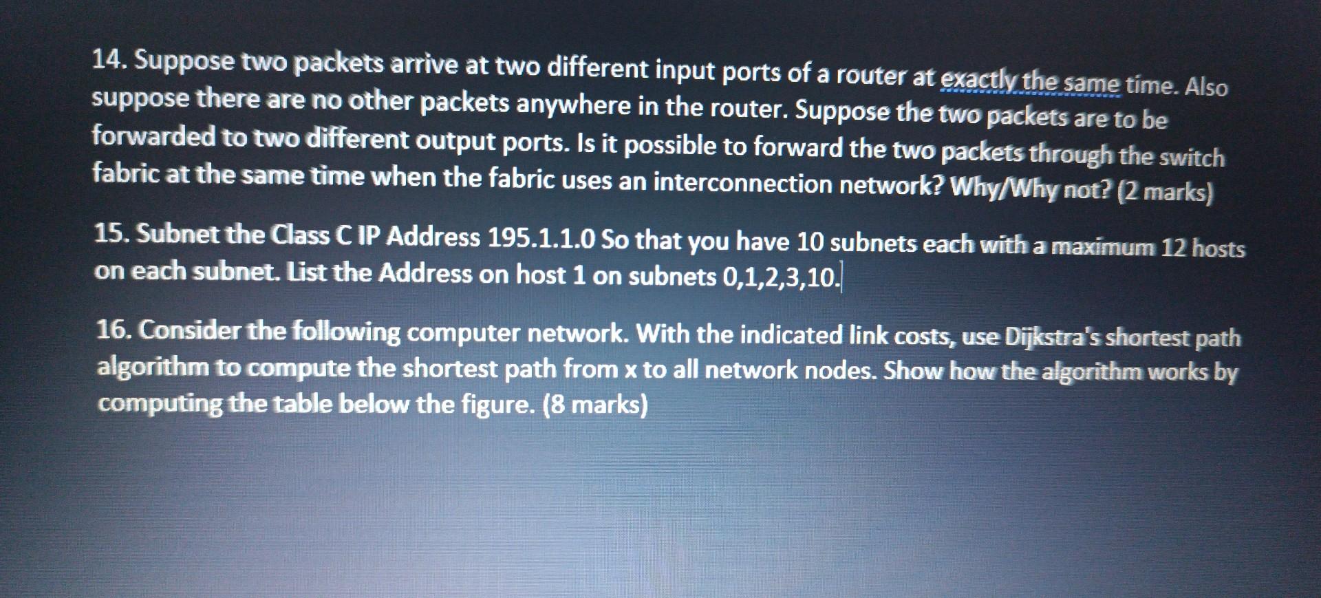Solved 14. Suppose two packets arrive at two different input | Chegg.com