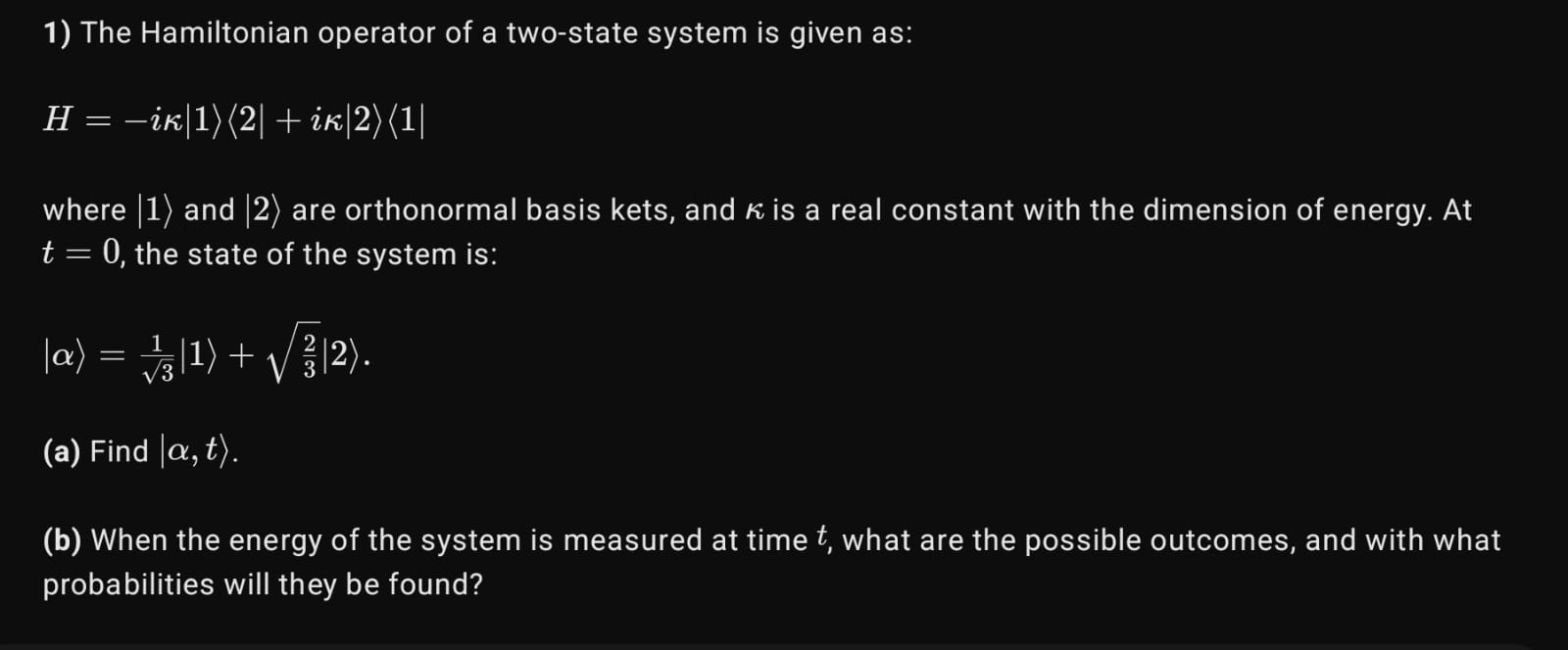 Solved The Hamiltonian operator of a two-state system is | Chegg.com