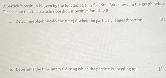 Solved A particle's position is given by the function s(t) = | Chegg.com