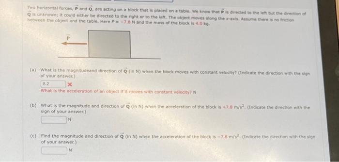 Solved Twe horizontal forces, p−and q∗. are acting on a | Chegg.com