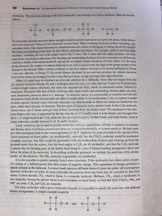Solved Experiment 13 The Geometrical Structure of Molecules | Chegg.com