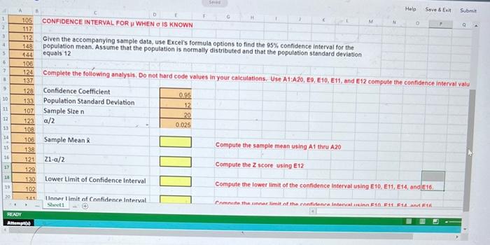 Solved Given the accompanying sample data, use Excel's | Chegg.com