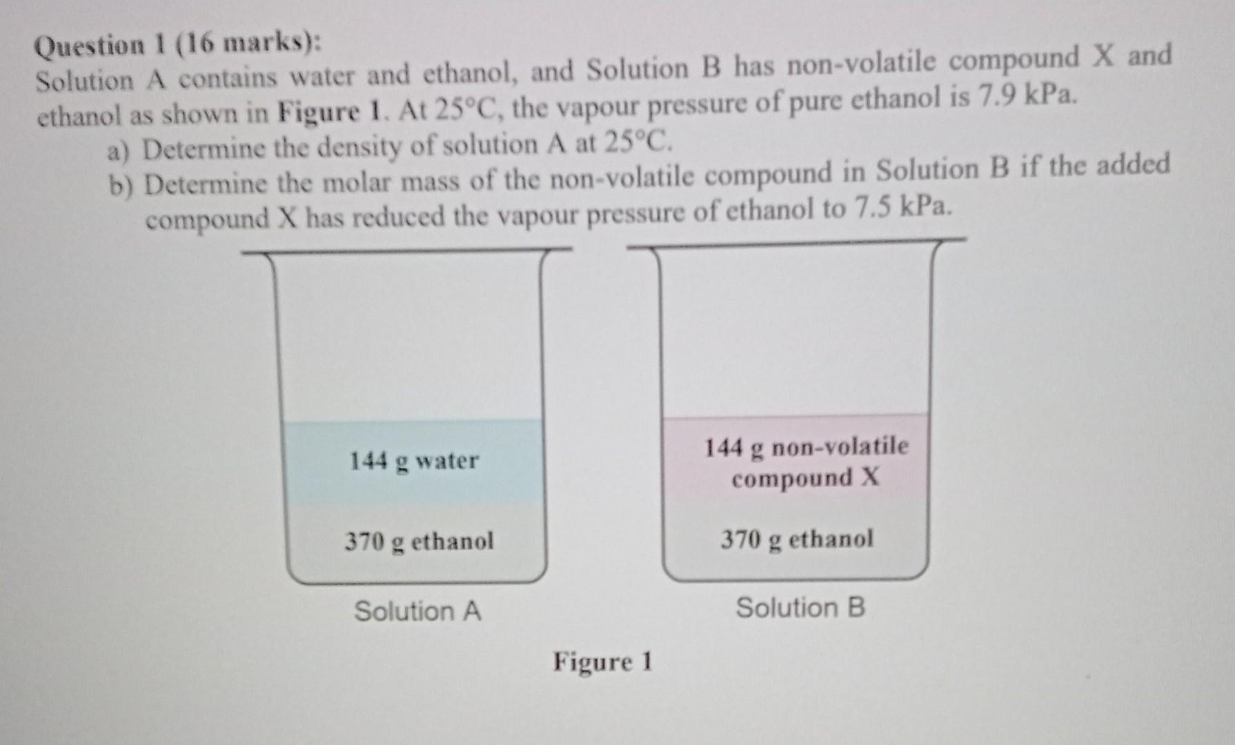 Solved Question 1 (16 marks): Solution A contains water and | Chegg.com
