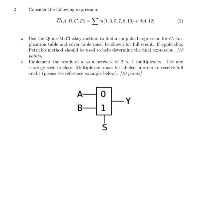 Solved 2 Consider the following expression: | Chegg.com