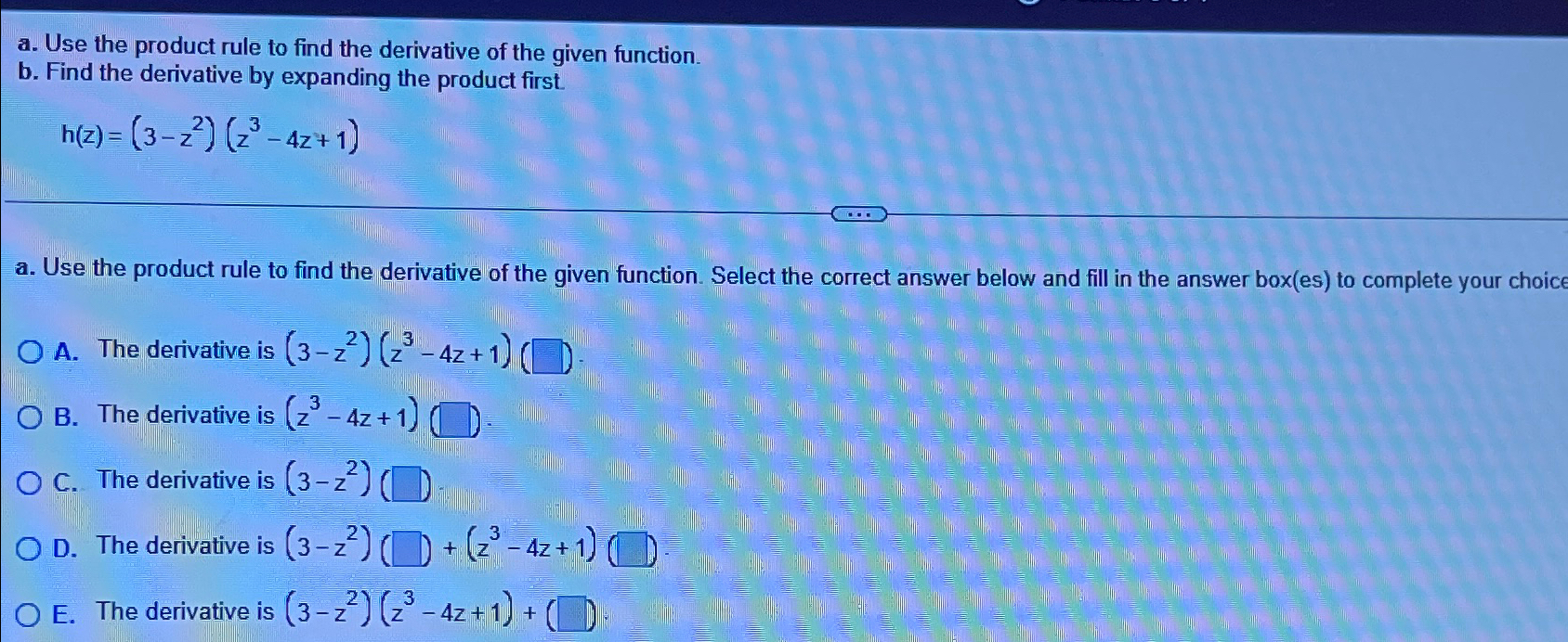 Solved a. ﻿Use the product rule to find the derivative of | Chegg.com