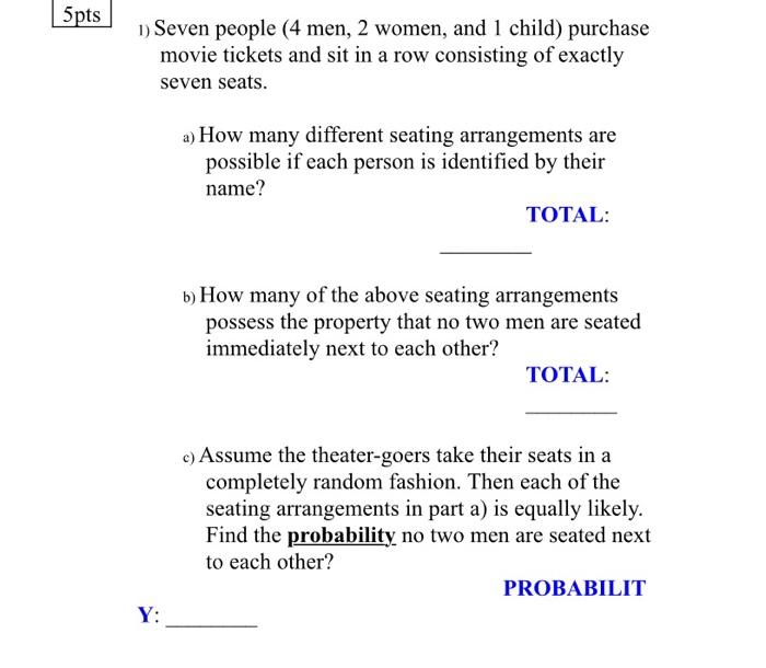 Solved 5pts 1) Seven people (4 men, 2 women, and 1 child) | Chegg.com