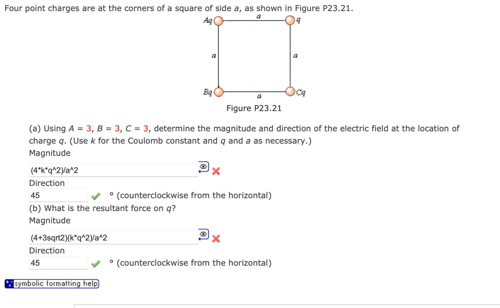 Solved Four point charges are at the corners of a square of | Chegg.com