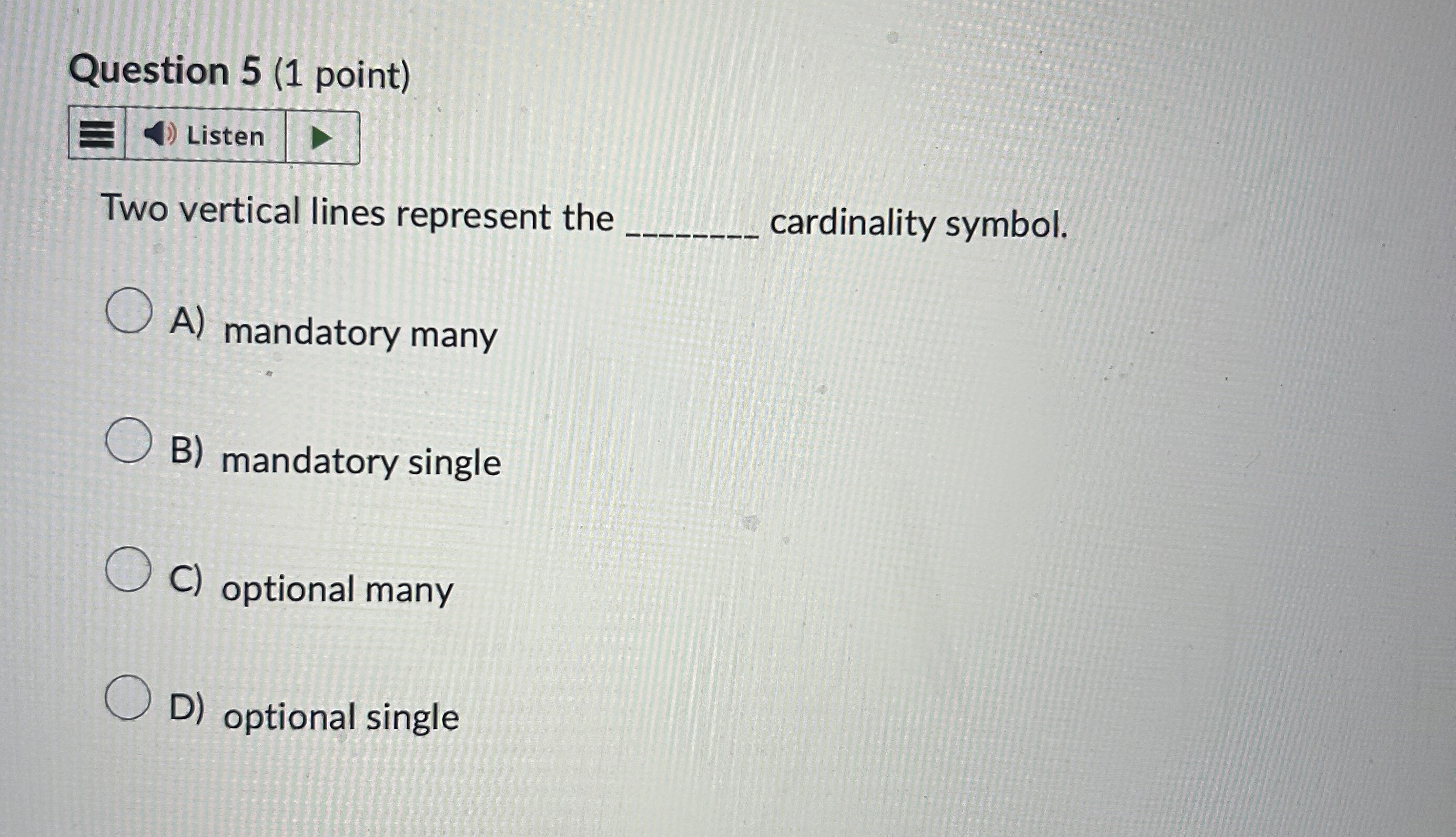 Solved Question 5 (1 ﻿point)ListenTwo vertical lines | Chegg.com