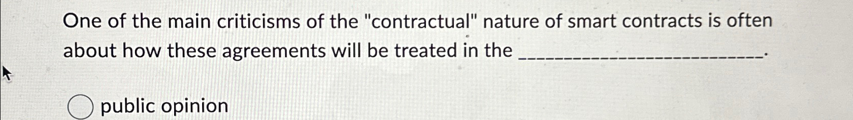 Solved One of the main criticisms of the "contractual" | Chegg.com