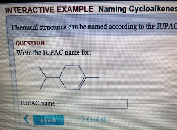 Solved INTERACTIVE EXAMPLE Naming Cycloalkenes Chemical | Chegg.com