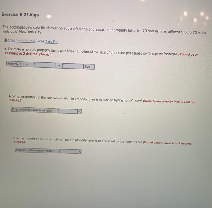 Solved Exercise 6-21 Algo The accompanying data file shows | Chegg.com