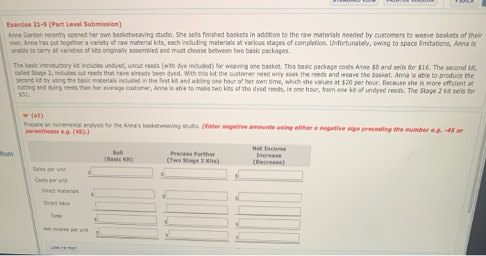 Solved Exercise 21-9 (Part Level Submission) Anna Garden | Chegg.com