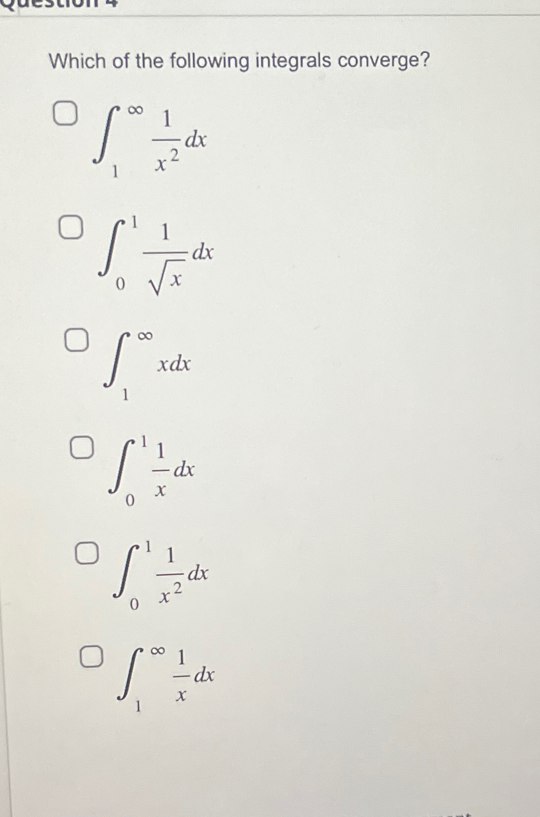 Solved Which of the following integrals | Chegg.com