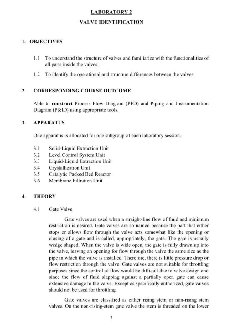 Solved LABORATORY 2 VALVE IDENTIFICATION 1. OBJECTIVES 1.1 | Chegg.com