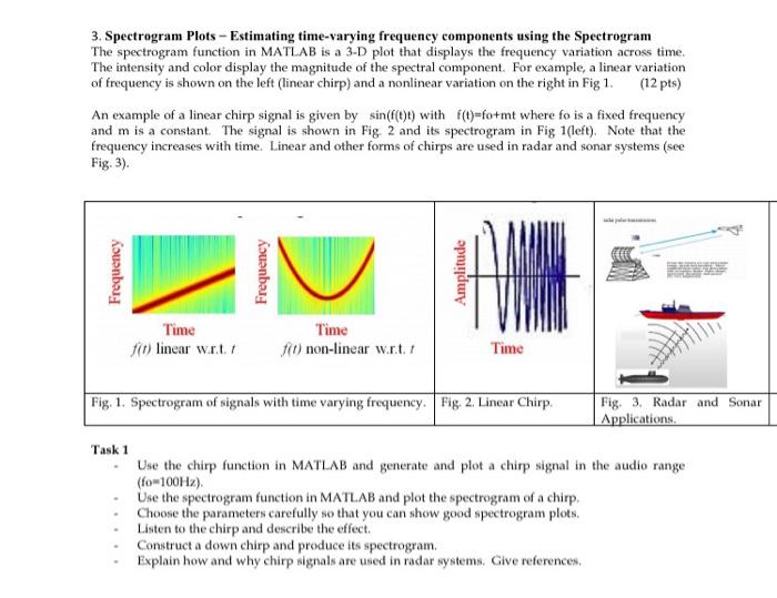 Solved 3. Spectrogram Plots - Estimating time-varying | Chegg.com