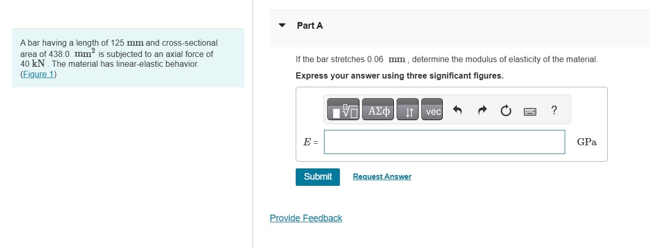 Solved A bar having a length of 125 ﻿mm and cross-sectional | Chegg.com