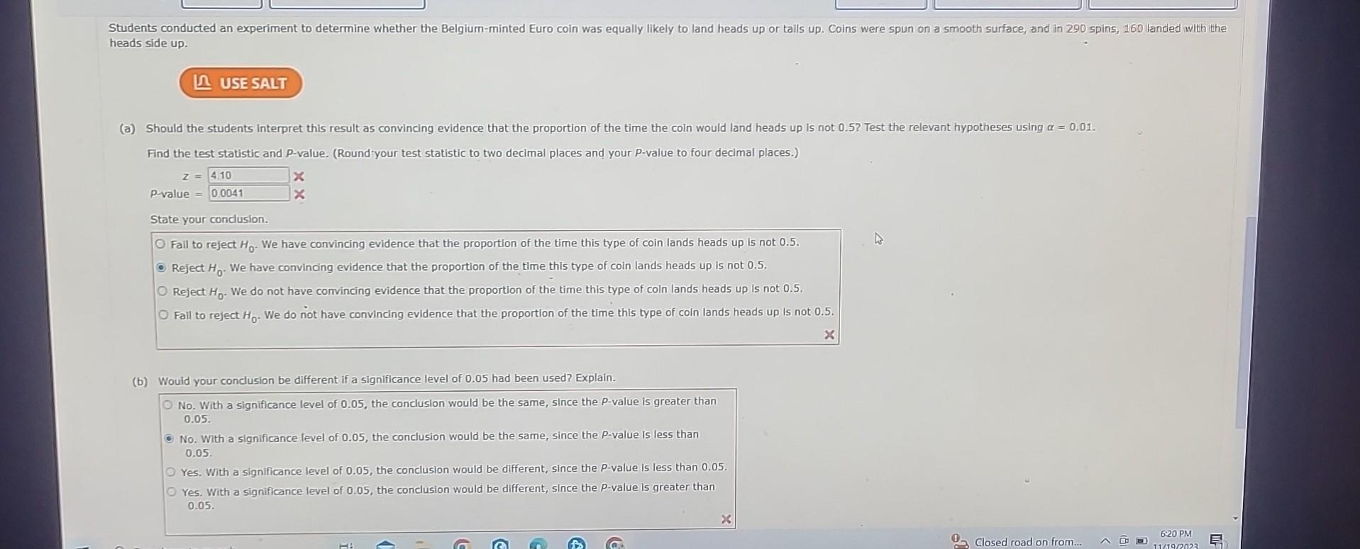 Solved Find the test statistic and P-value. (Round your test | Chegg.com