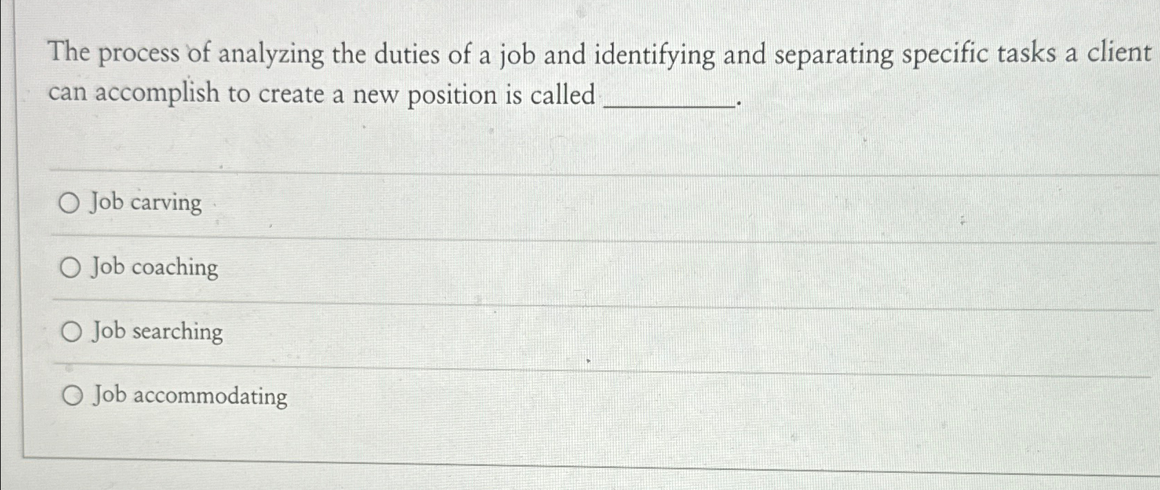 Solved The process of analyzing the duties of a job and | Chegg.com