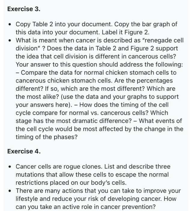 Solved Exercise 3. - Copy Table 2 into your document. Copy | Chegg.com
