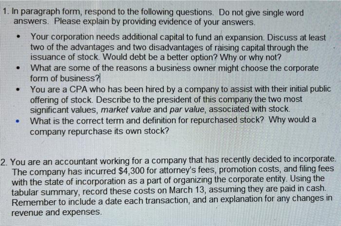 Solved . 1. In paragraph form, respond to the following | Chegg.com