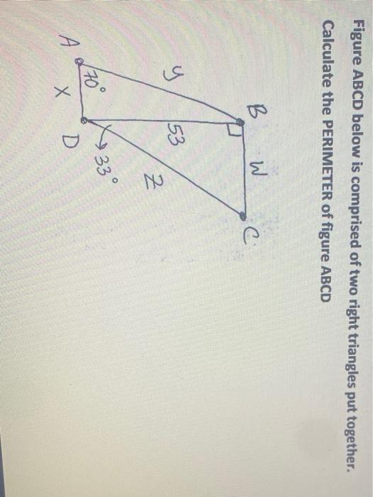 Solved Figure ABCD below is comprised of two right triangles | Chegg.com