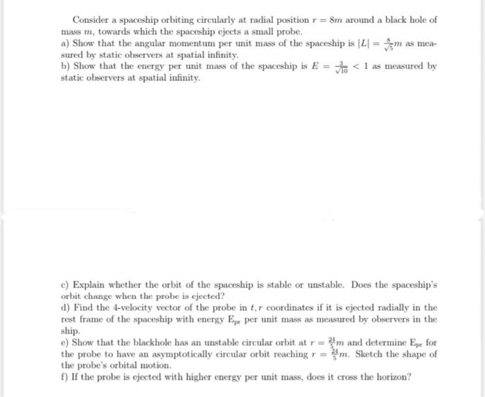 Solved topic is general relativity, please solve within that | Chegg.com