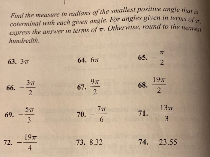 Solved Find the measure in radians of the smallest positive | Chegg.com
