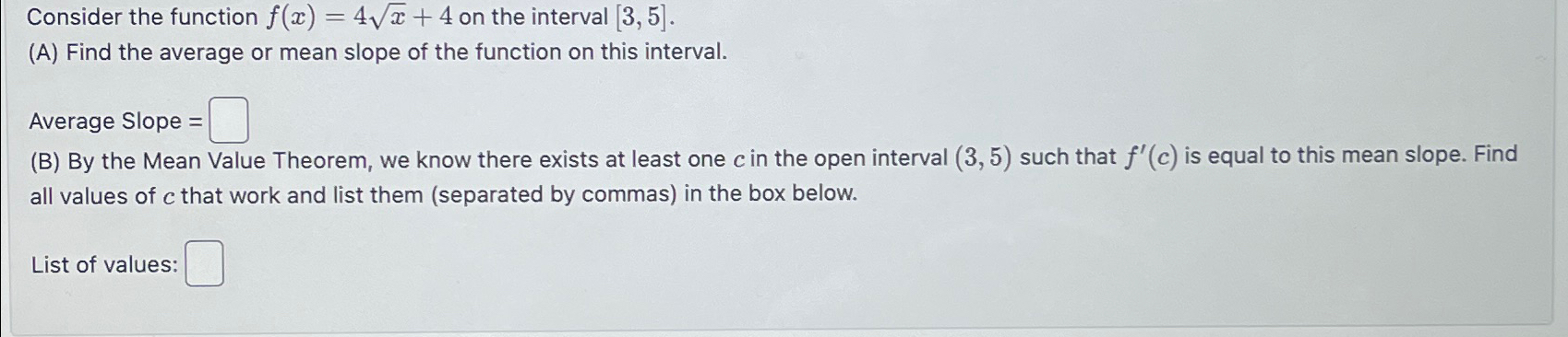 Solved ConsConsider the function f(x)=4x2+4 ﻿on the interval | Chegg.com