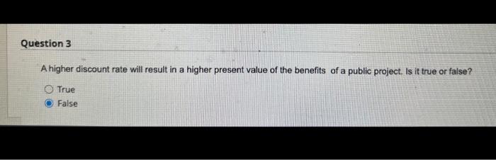 Solved A higher discount rate will result in a higher | Chegg.com