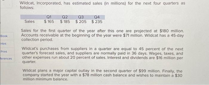Solved Wildcat, Incorporated, has estimated sales (in | Chegg.com