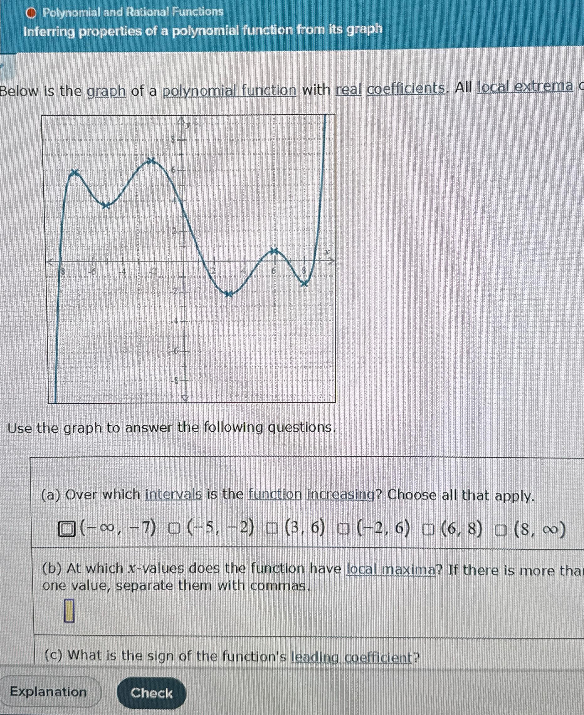 Solved Polynomial and Rational Functions Infering properties | Chegg.com