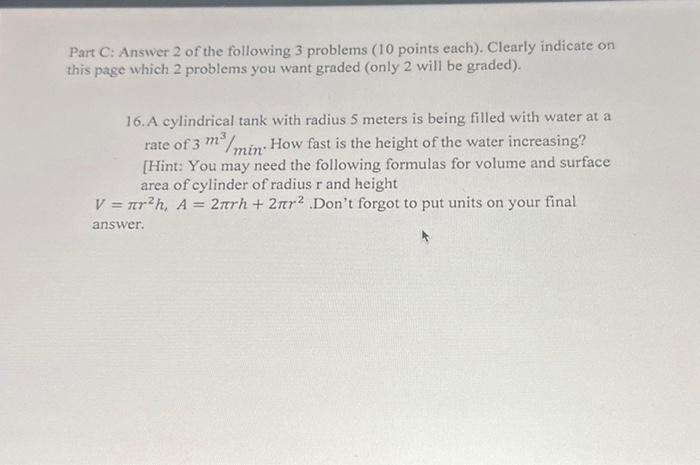 Solved Part C: Answer 2 of the following 3 problems ( 10 | Chegg.com