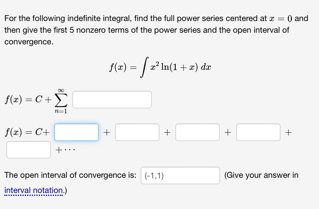 Solved For the following indefinite integral, find the full | Chegg.com