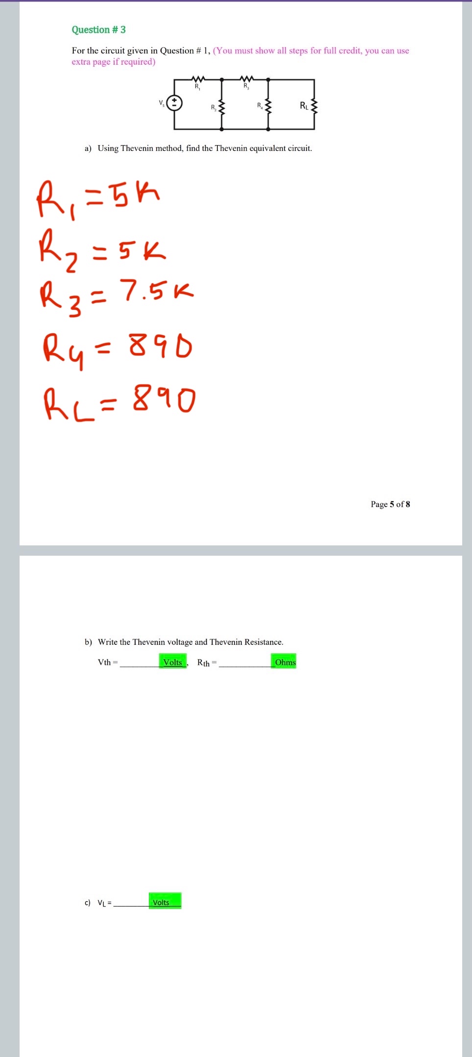 Solved Question # 3a) ﻿Using Thevenin method, find the | Chegg.com