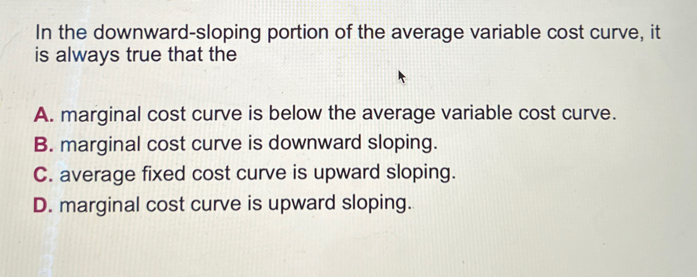 Solved In the downward-sloping portion of the average | Chegg.com