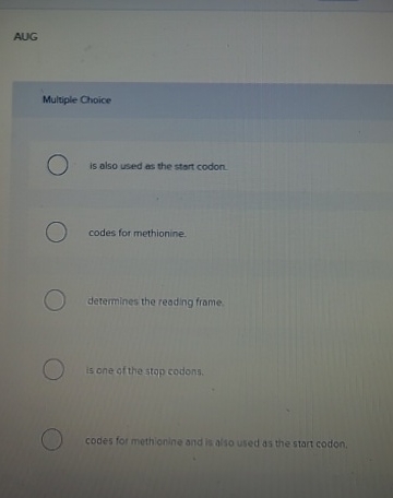 Solved AUGMultiple Choiceis also used as the stort | Chegg.com