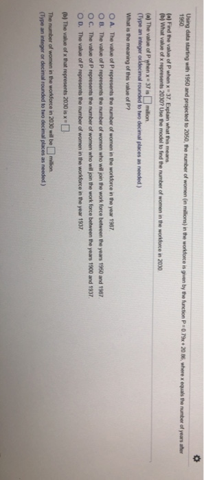 Solved Using data starting with 1950 and projected to 2050, | Chegg.com