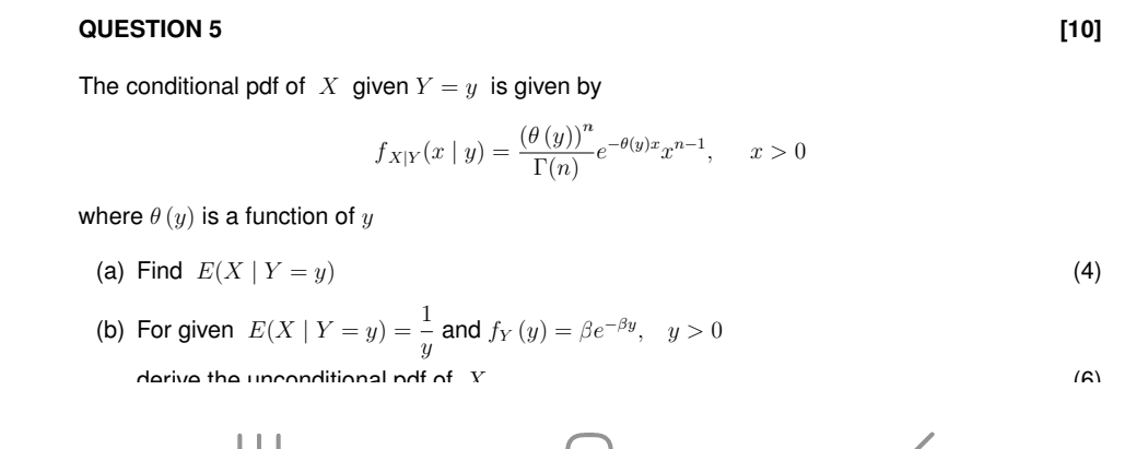 Solved Question 5[10]the Conditional Pdf Of X ﻿given Y Y ﻿is