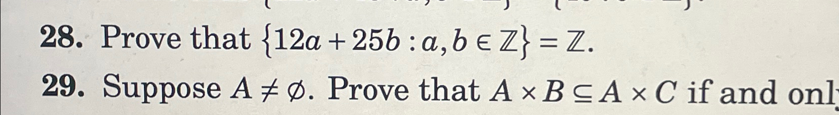 Solved Prove that {12a+25b:a,binZ}=Z. | Chegg.com