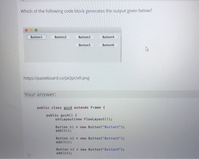 Solved Which of the following code block generates the | Chegg.com