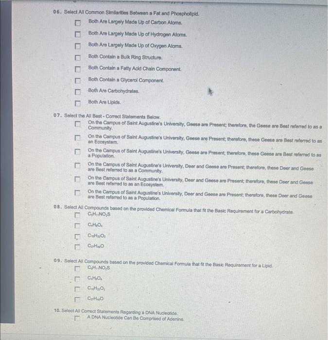Solved 01. Select All Correct Statements Related to | Chegg.com