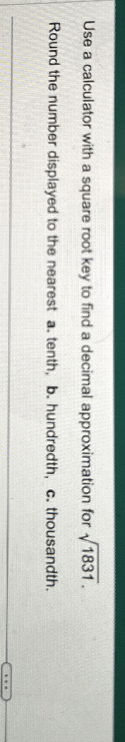 Solved Use a calculator with a square root key to find a | Chegg.com