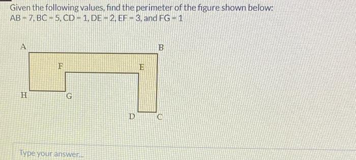 Solved Given the following values, find the perimeter of the | Chegg.com