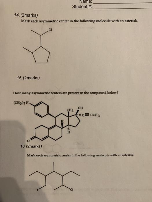 Solved Name: Student #: 14.(2marks) Mark each asymmetric | Chegg.com