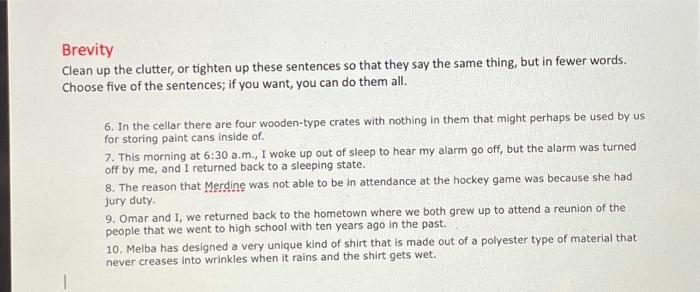 Clean up the clutter, or tighten up the sentence so | Chegg.com