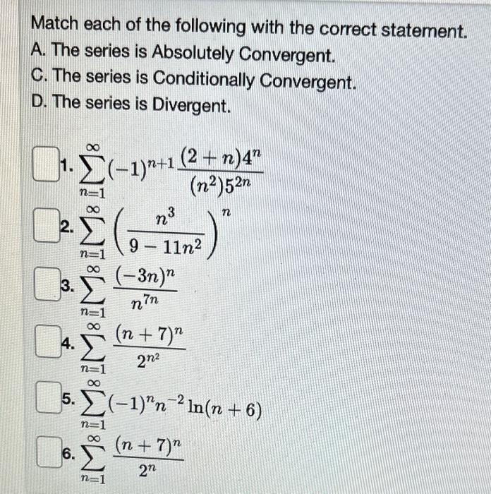 Solved Match Each Of The Following With The Correct