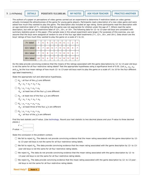 Solved The authors of a paper on perceptions of video games | Chegg.com