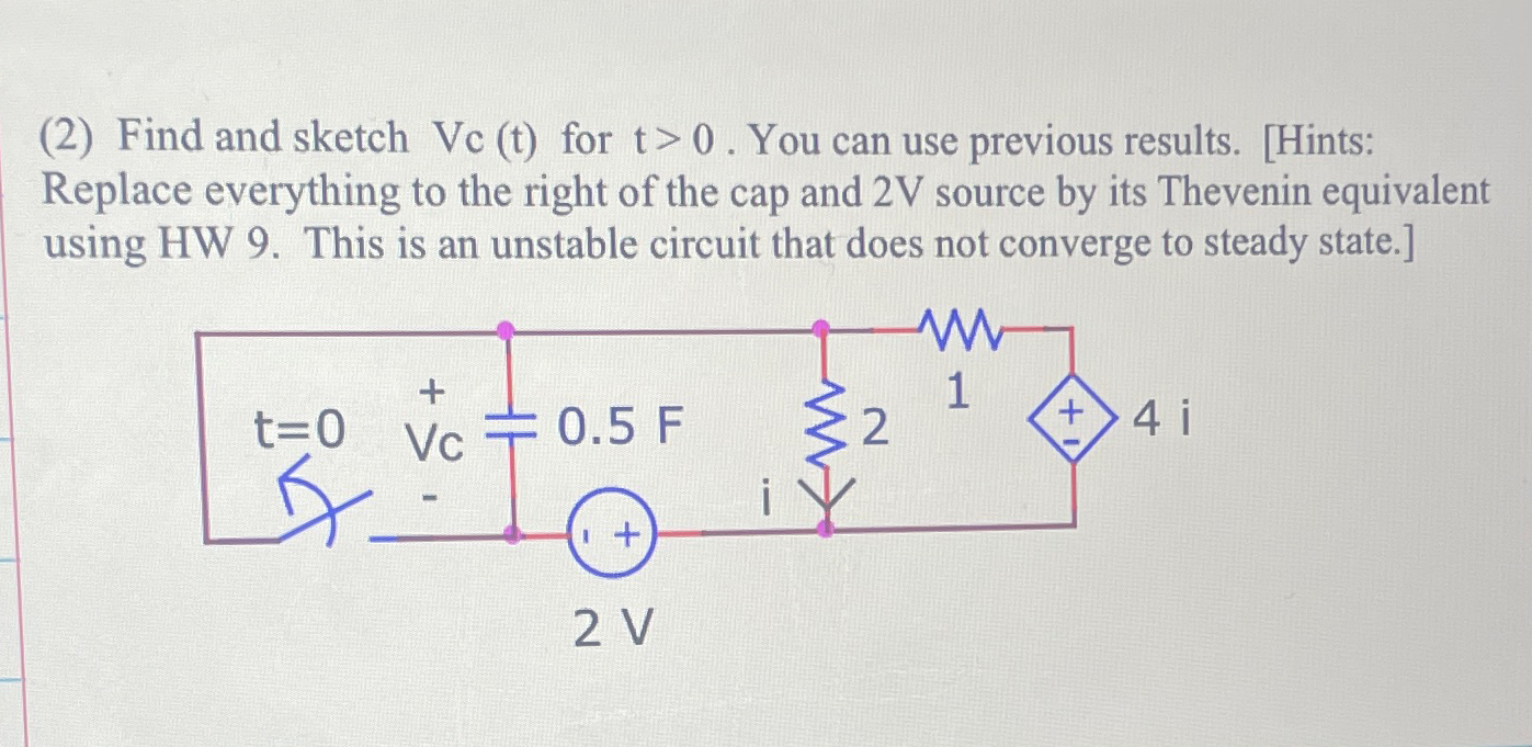 Solved (2) ﻿Find and sketch Vc(t) ﻿for t>0. ﻿You can use | Chegg.com