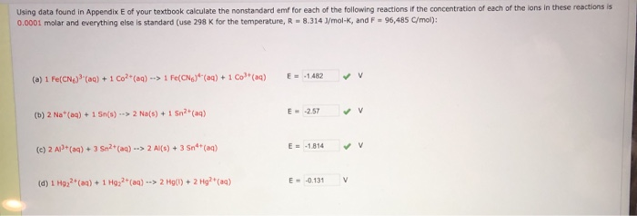Solved Using data found in Appendix E of your textbook | Chegg.com